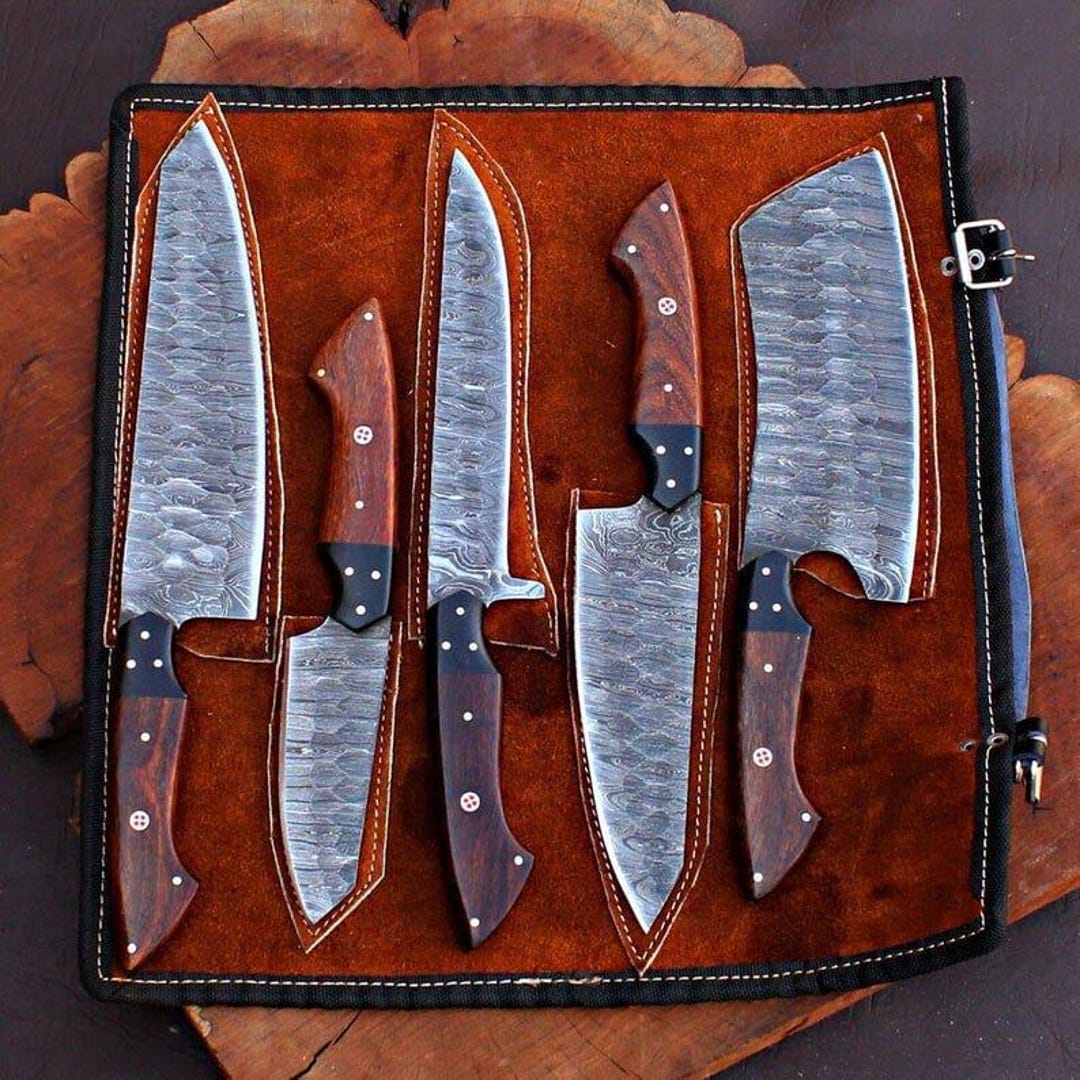 Damascus Steel Chef Set, Hand Forged Damascus Chef Set, Damascus Chef ...