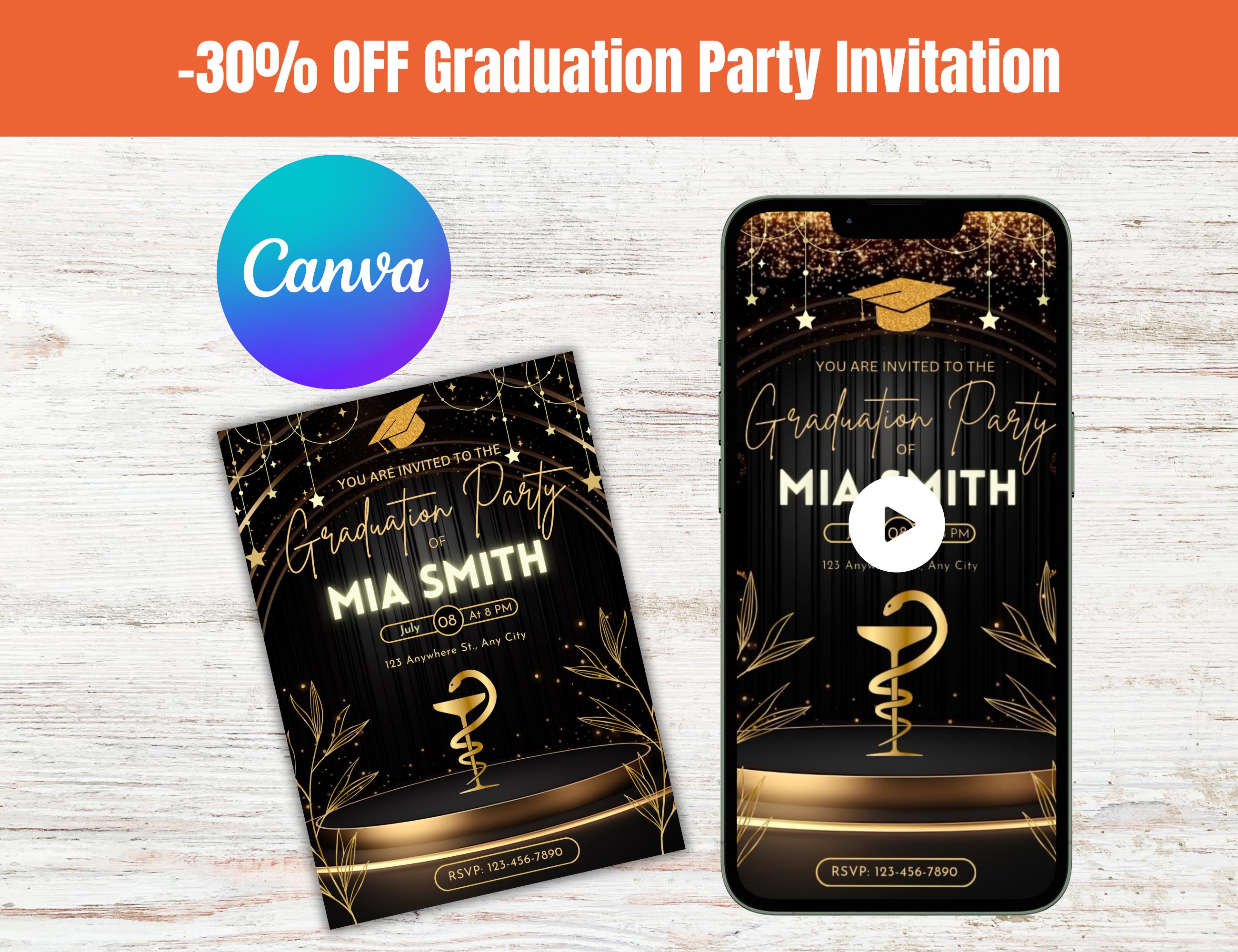 Pharmacy Graduation Party Invitation Electronic, Animated Pharmacist ...