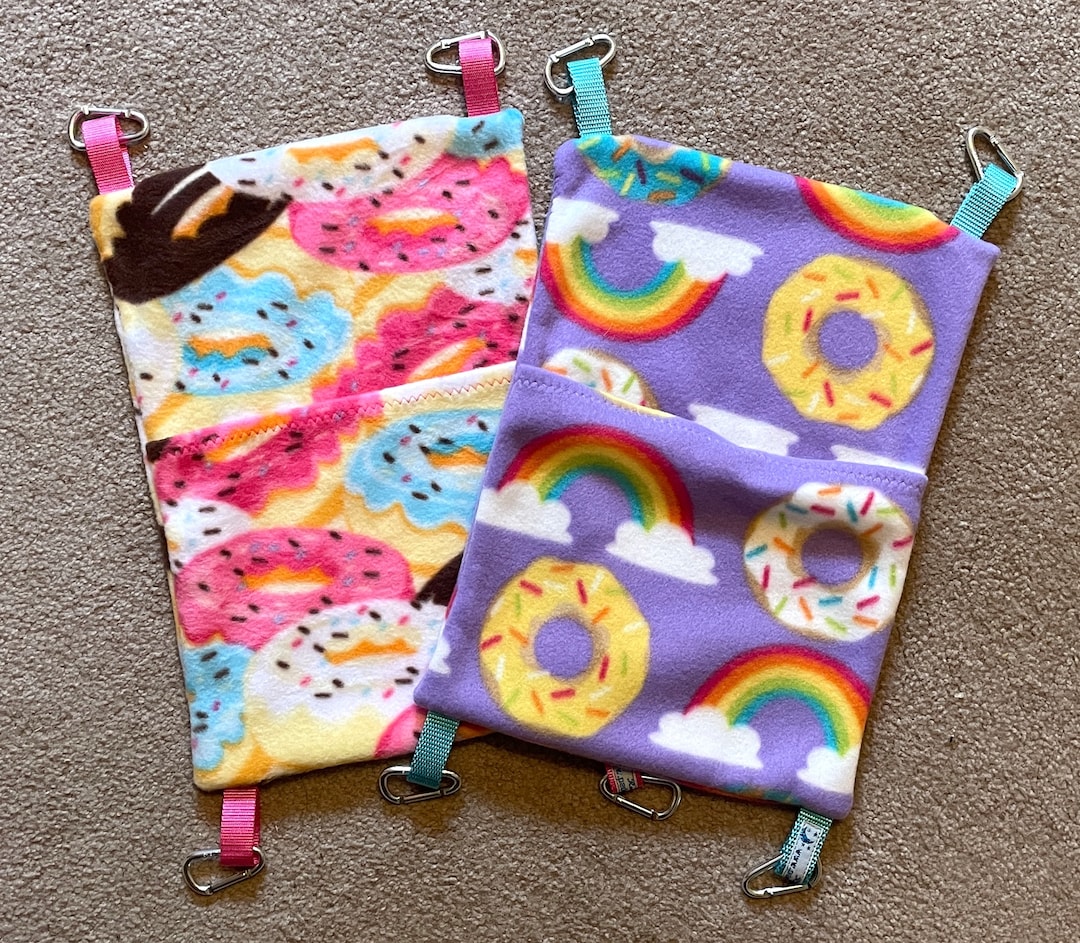 Rat / Rodent Hammock Double Fleece With Carabiners Rainbows - Etsy