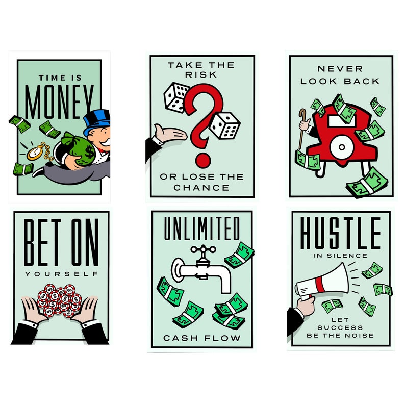 Monopoly Posters – Motivational Hustle Wall Art, Money & Success Decor ...