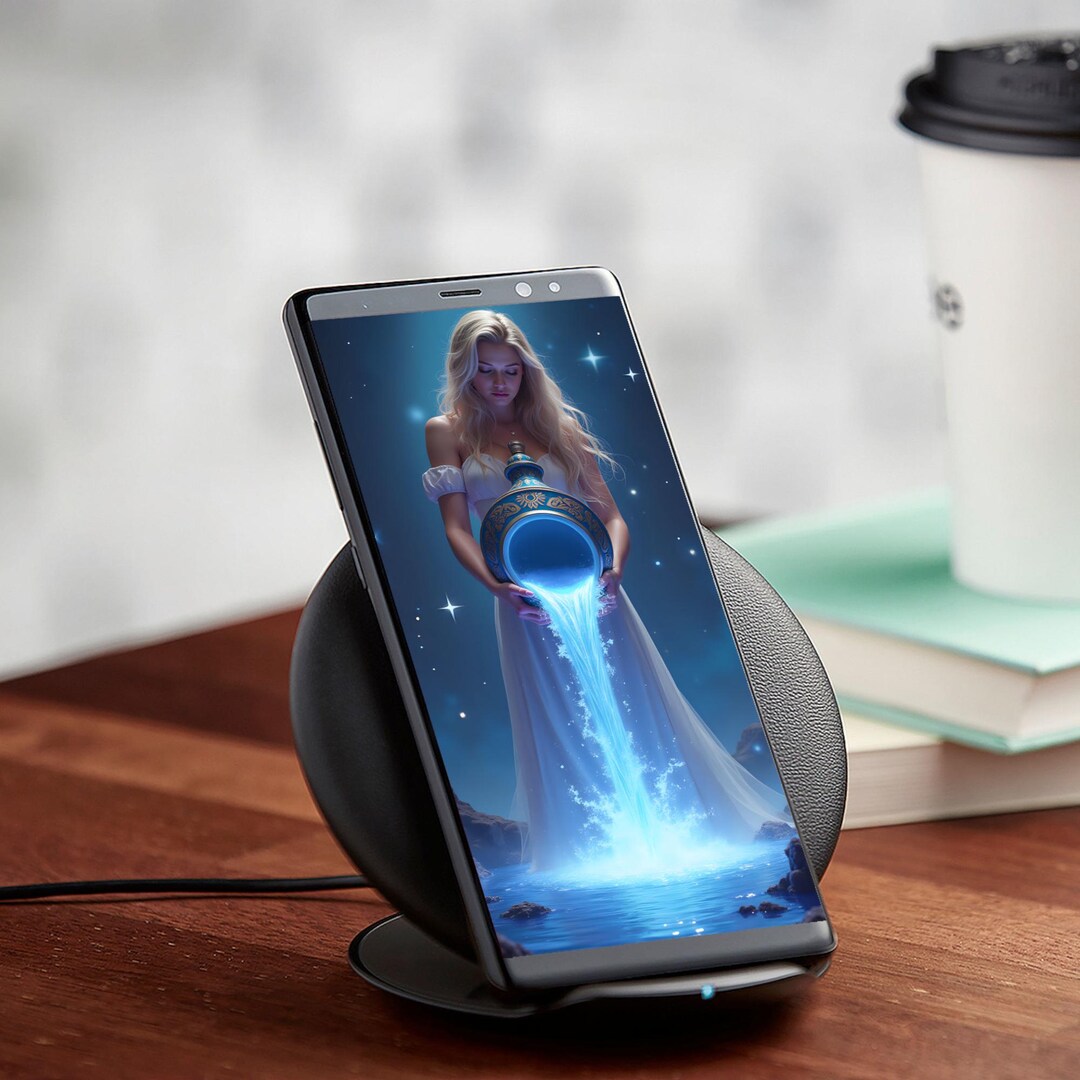 Cosmic Water Bearer Digital Art | Zodiac-inspired Wallpaper | Aquarius ...