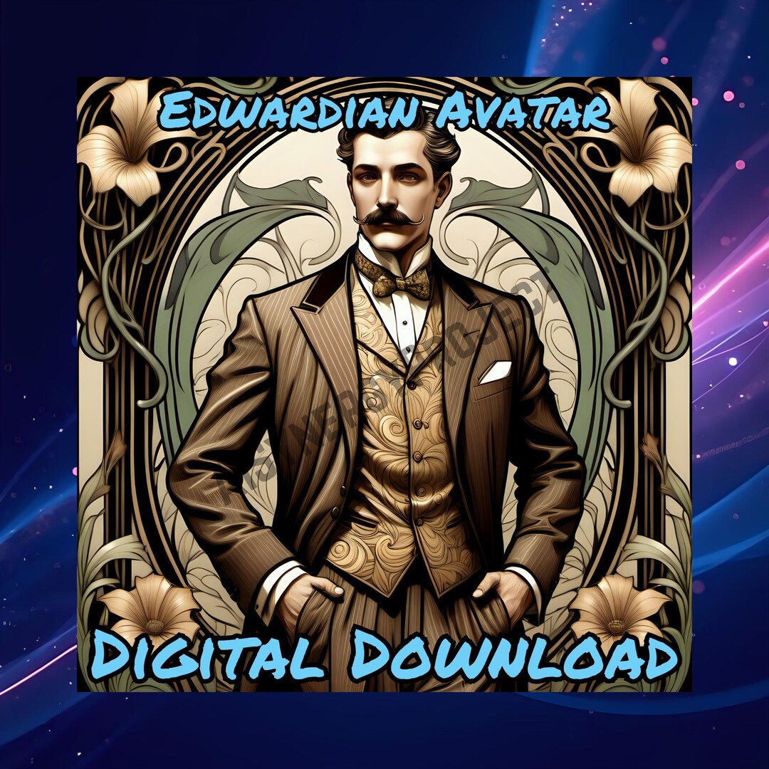 Art Nouveau Edwardian Gentleman | Ai-generated Avatar - Etsy
