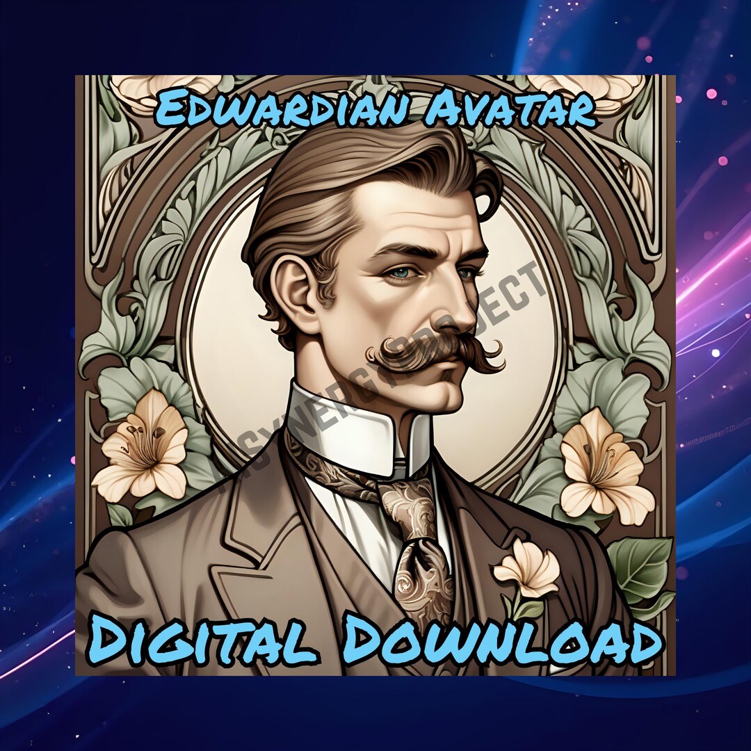 Art Nouveau Edwardian Gentleman | Ai-generated Avatar - Etsy