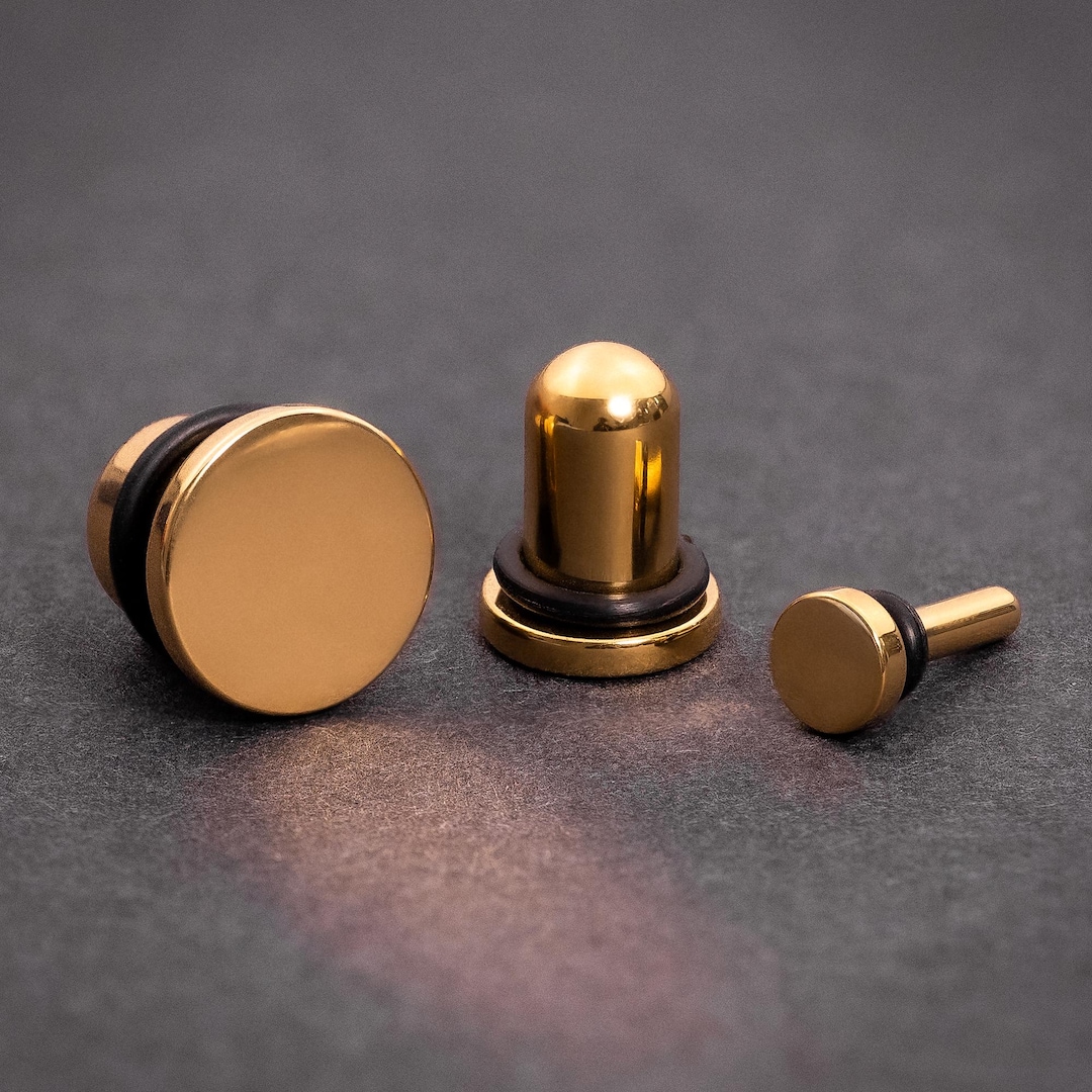 Gold Steel Single Flare Metal Plug / Ear Gauge. 316L Surgical Steel Ear ...