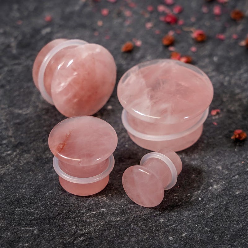1/2 G Rose Quartz Gauges - Etsy UK