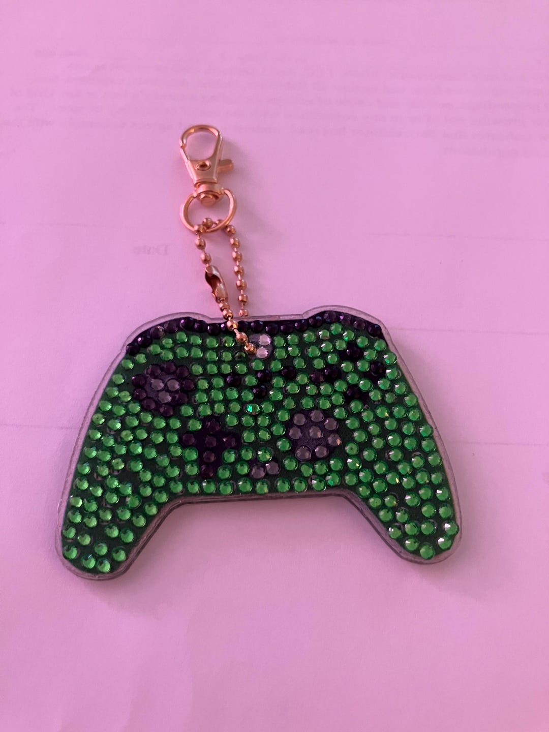Double Sided Diamond Art Green Xbox Controller Keychain - Etsy