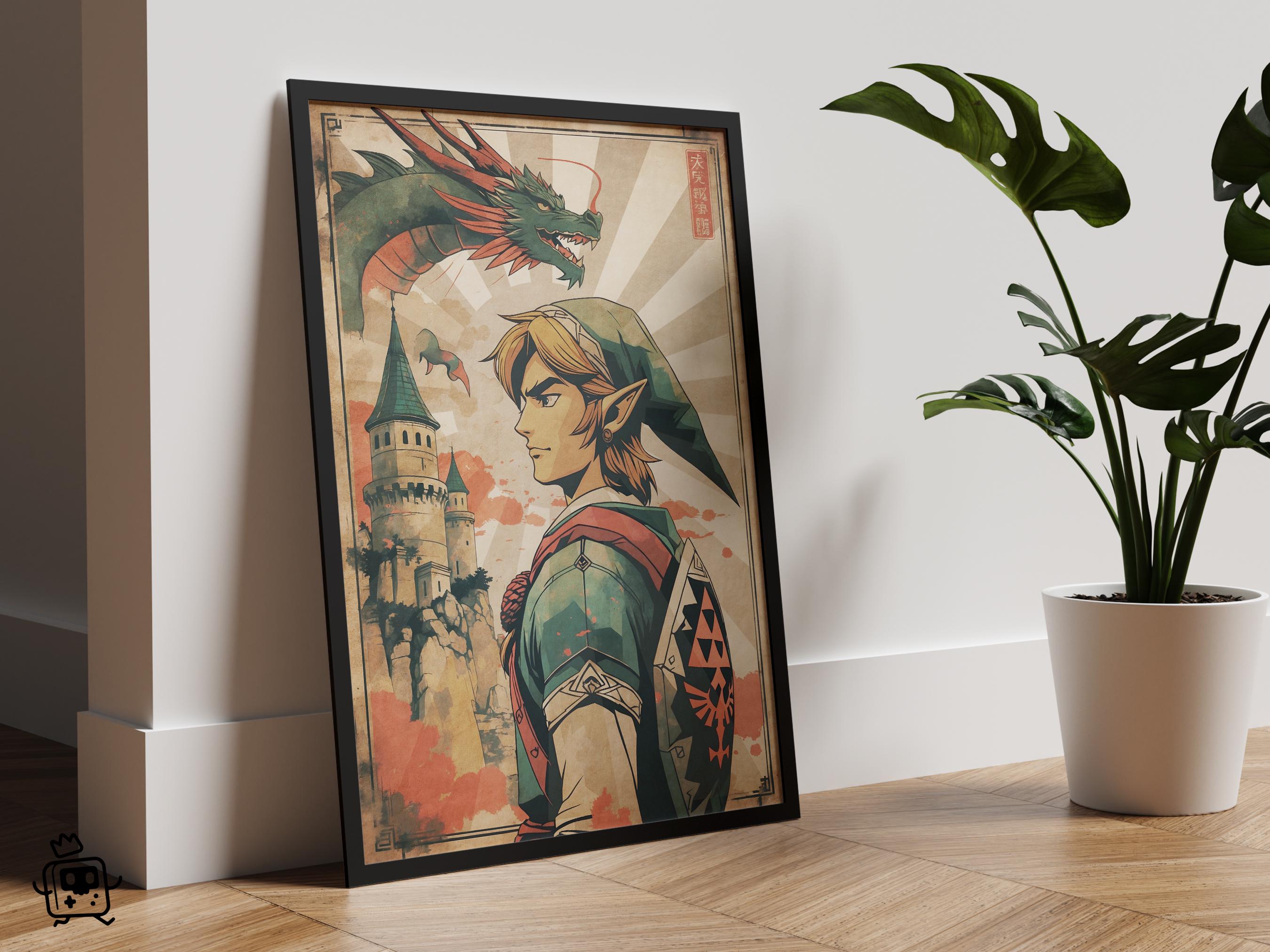 Legend of Zelda Poster, Japanese Art Style Digital Print, Video Game ...