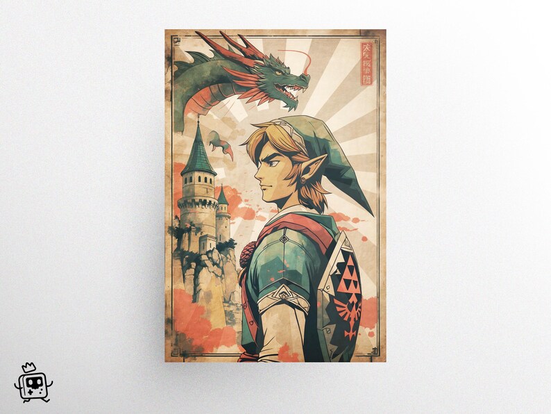 Legend of Zelda Poster, Japanese Art Style Digital Print, Video Game ...