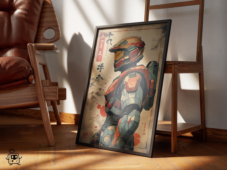 Master Chief Poster, Japanese Art Style Digital Print, Halo Game Poster ...