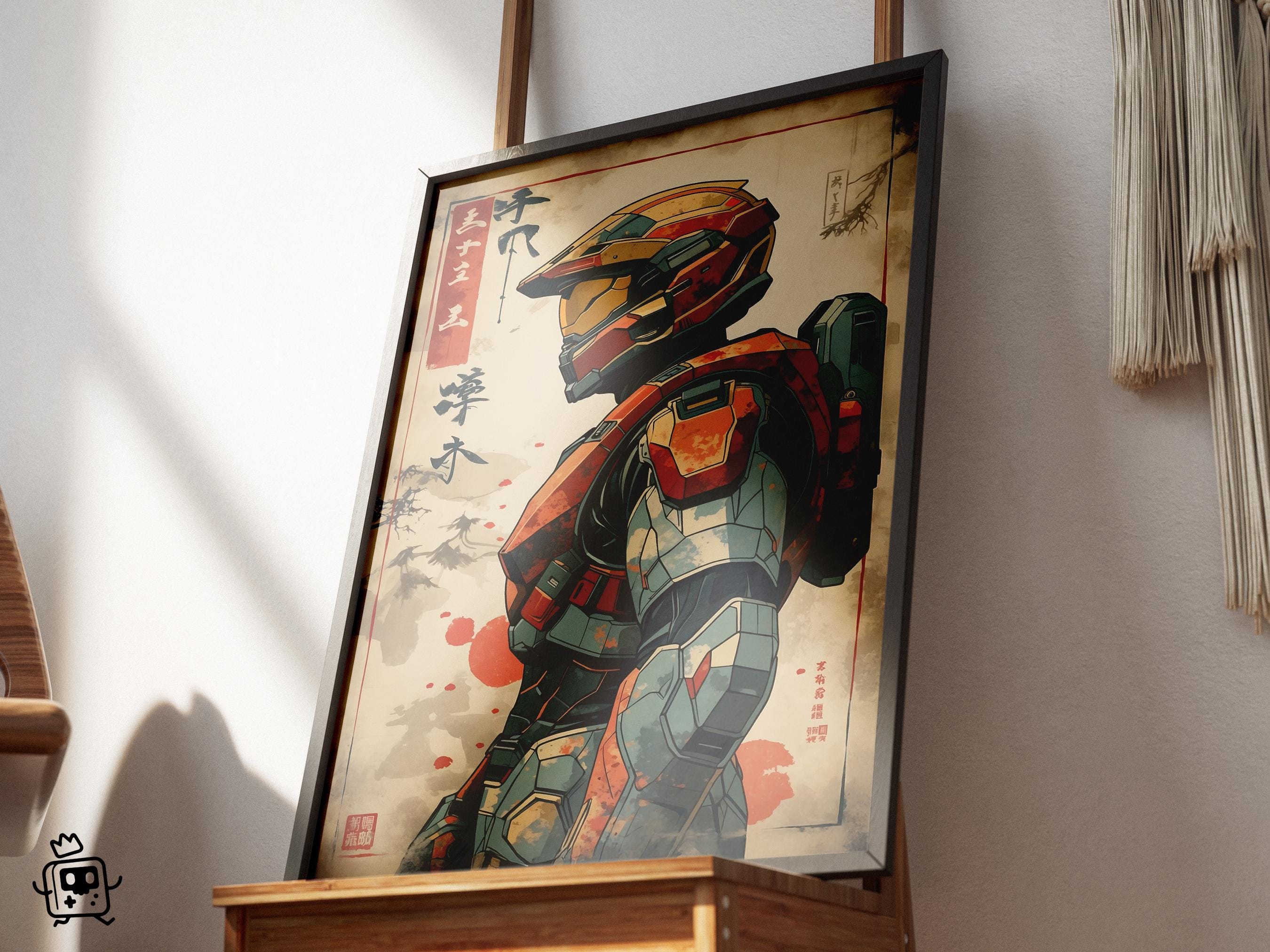 Master Chief Poster, Japanese Art Style Digital Print, Halo Game Poster ...