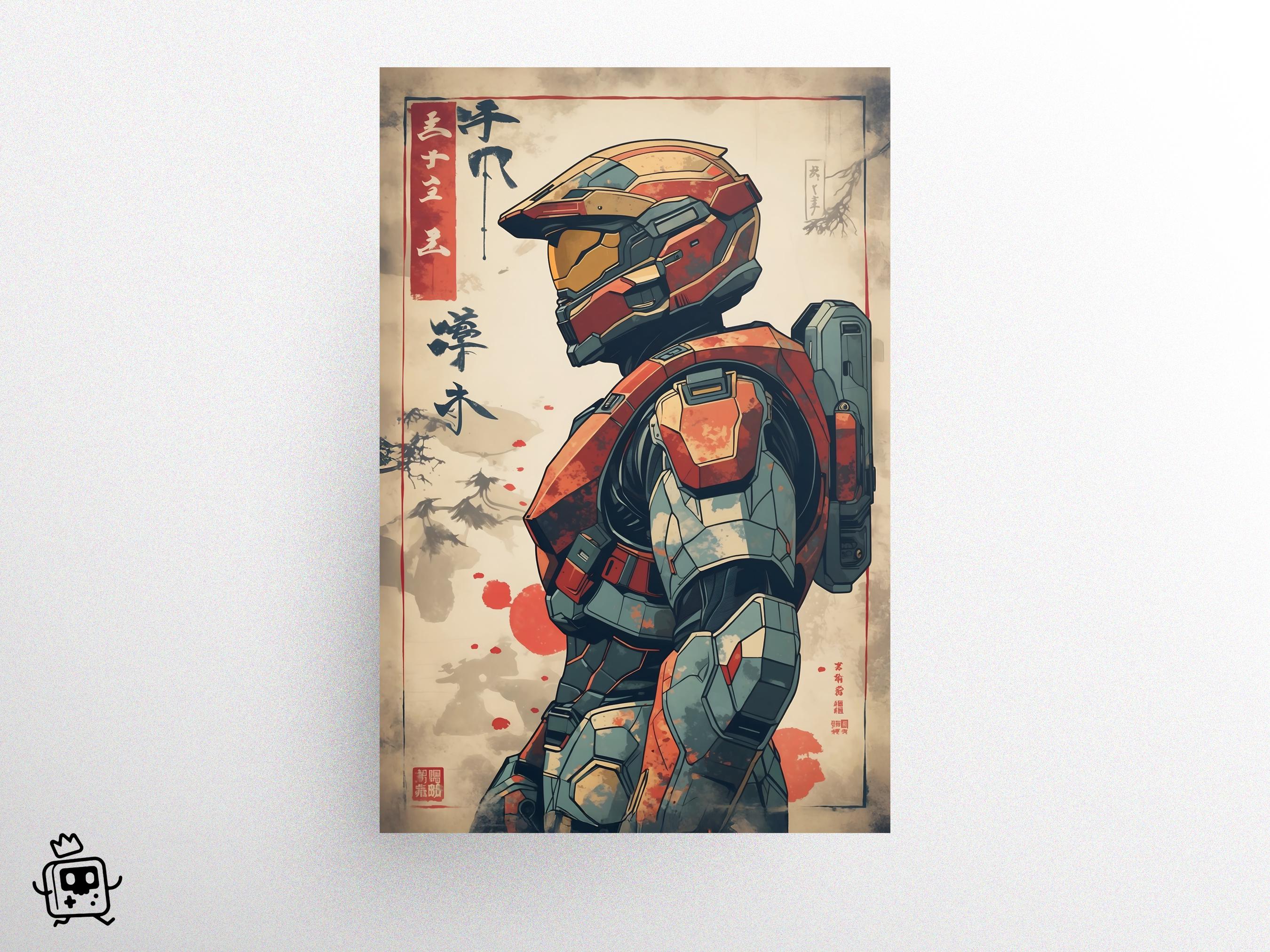 Master Chief Poster, Japanese Art Style Digital Print, Halo Game Poster ...