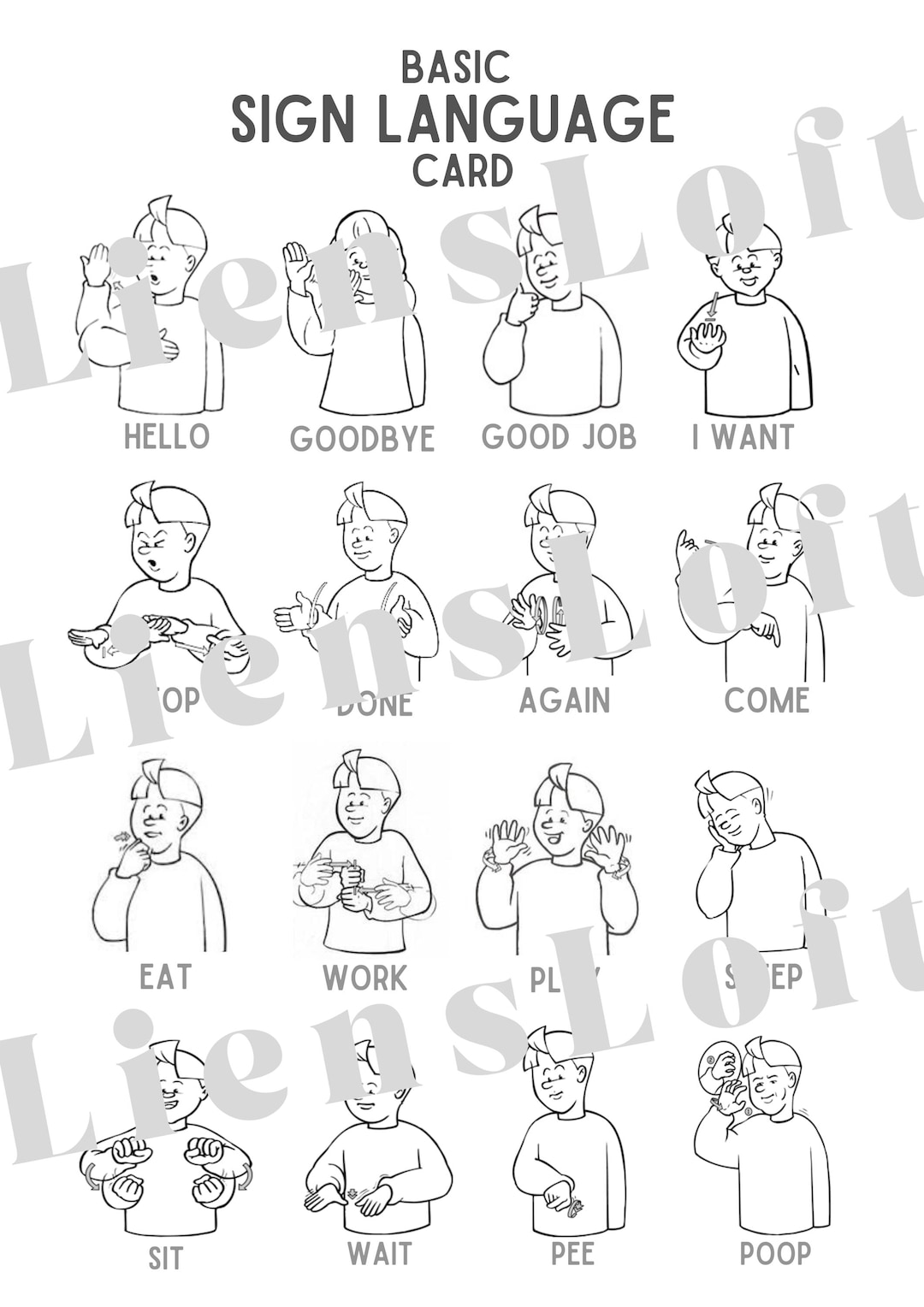 Basic Sign Language Card - Etsy