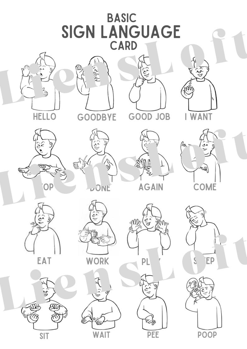 Basic Sign Language Card - Etsy