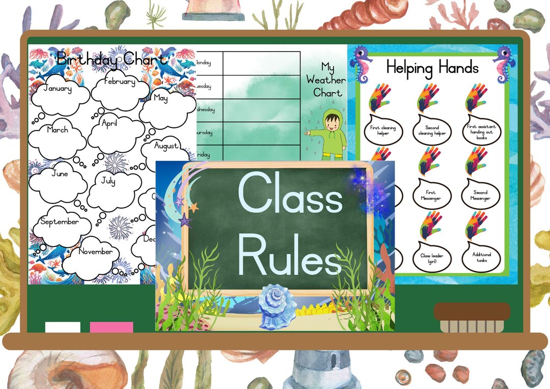Sea Creatures Classroom Posters: Behaviour, Birthday, Classroom Duties ...