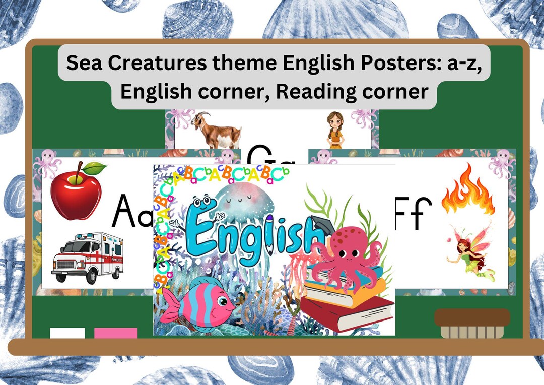 Sea Creatures English Classroom Posters: Alphabet Posters or Flash ...