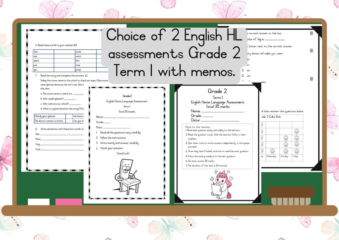 Grade 2 Term 1 English HL Assessments With Memos - Etsy