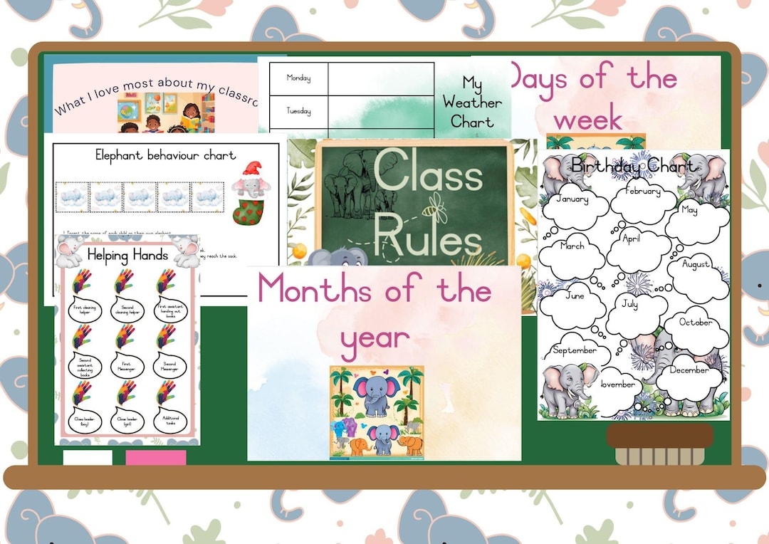 Elephant Theme Classroom Posters - Etsy