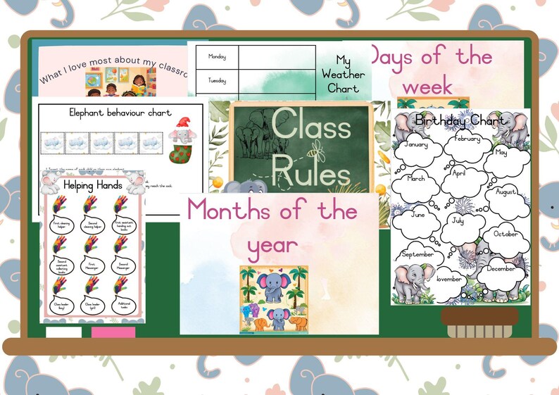 Elephant Theme Classroom Posters - Etsy