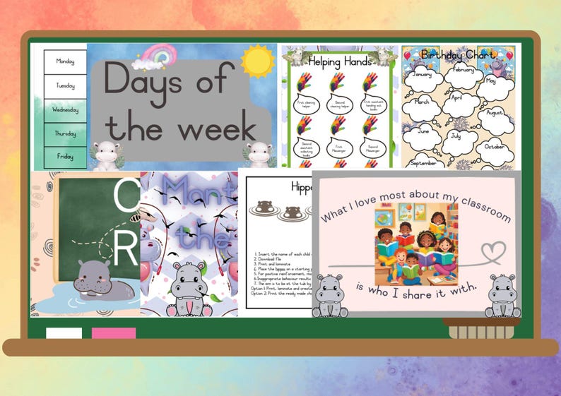 Hippo Theme Classroom Posters:rules (8), Inspiration (5),behaviour (5 ...