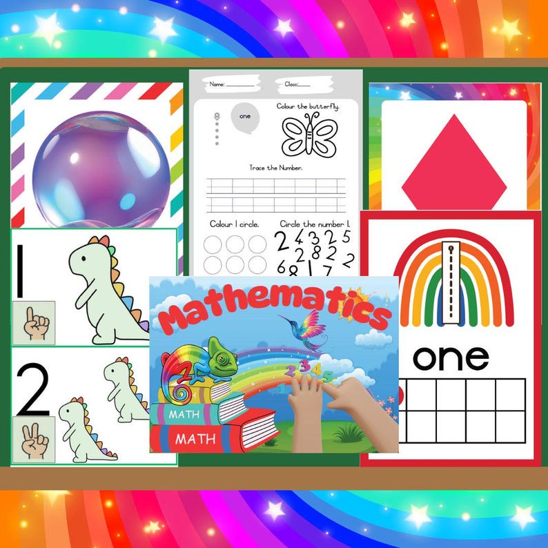 Rainbow Theme Mathematics Classroom: Posters Numbers, Mathematics ...