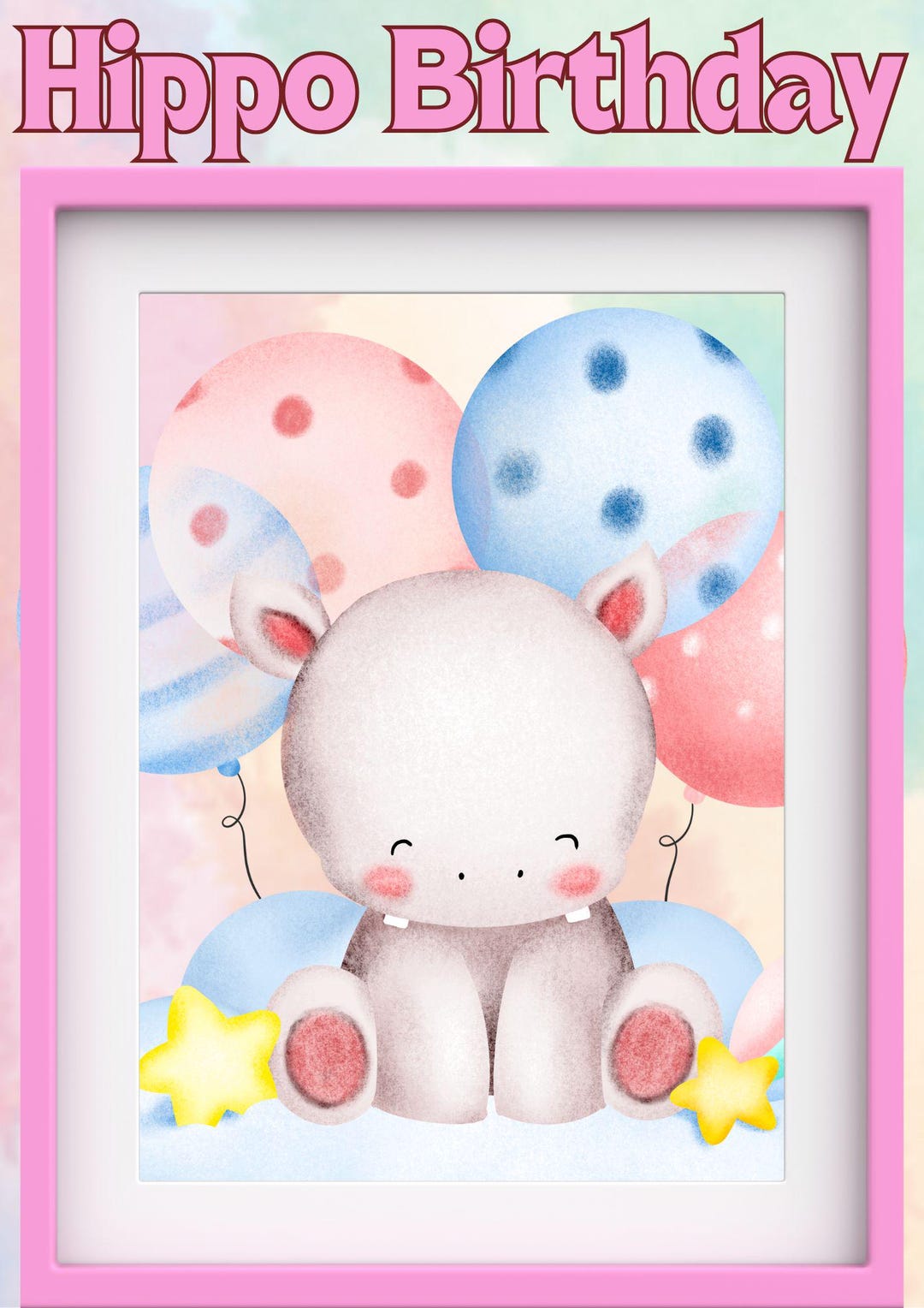 Hippo Theme Birthday Display: Hippo Poster, Months of the Year Balloons ...