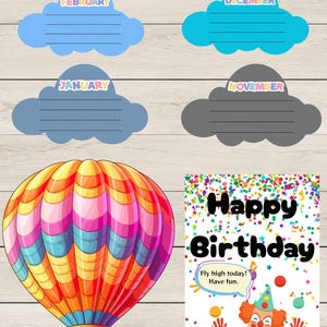 Travel Classroom Birthday Chart With Hot Air Balloon and Birthday Month ...
