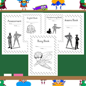 Hero Theme Classwork Book Covers: English, Afrikaans, Mathematics, Life ...