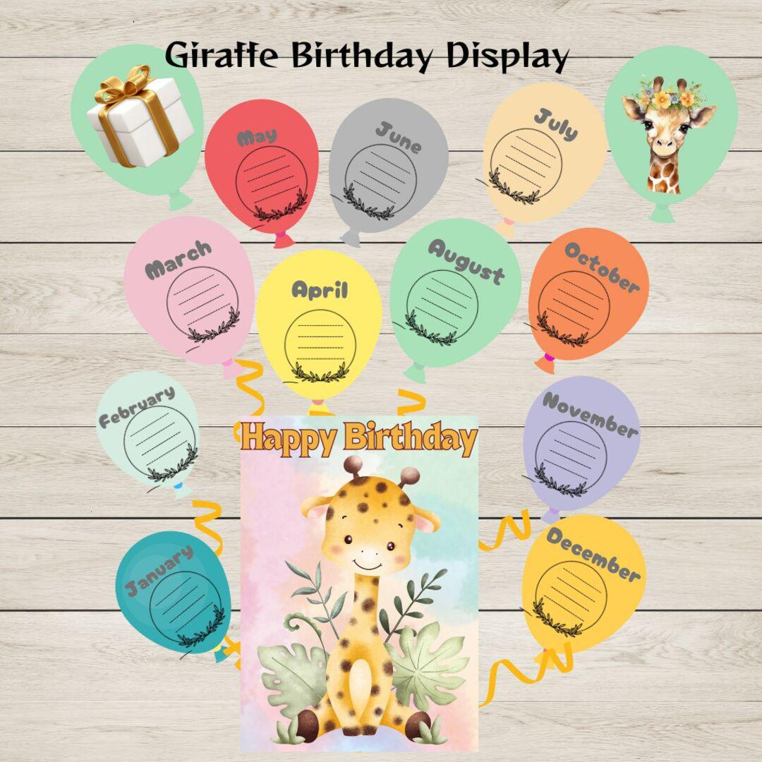 Giraffe Theme Classroom Birthdays Display Posters A4 and A3 Options - Etsy
