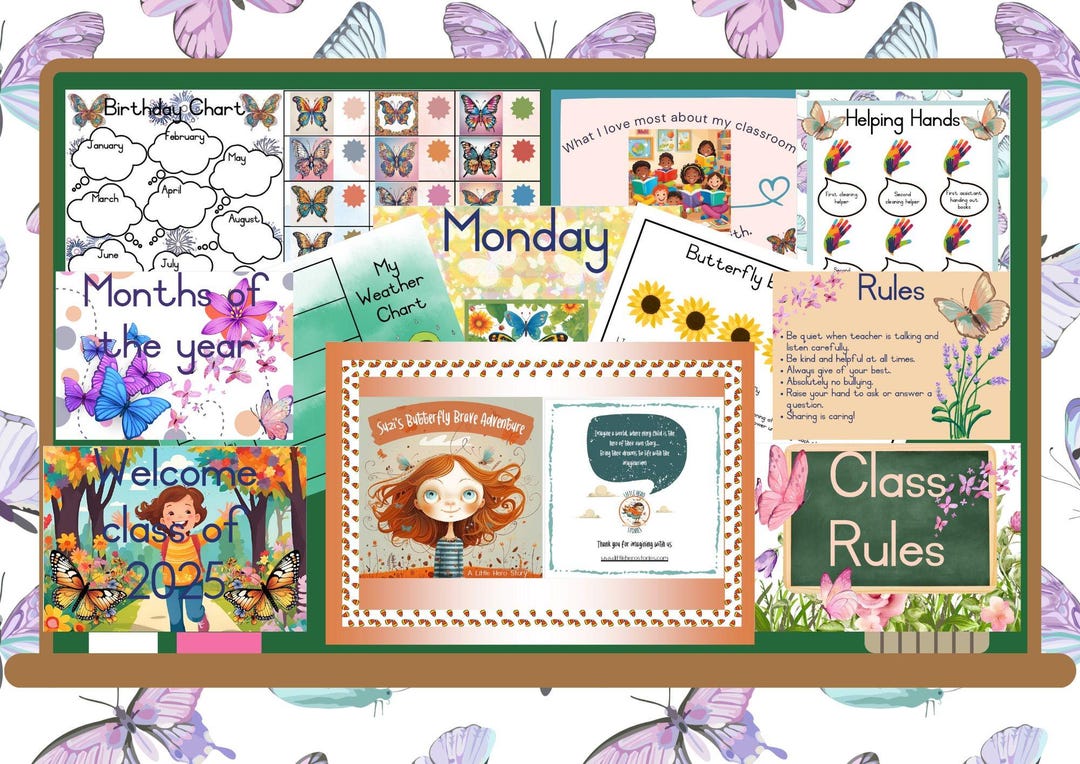 Butterfly Theme Classroom Posters. Birthday, Behaviour, Rules, Duties ...