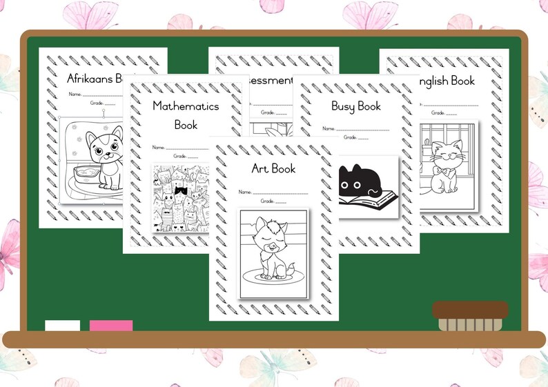 Cat Theme Classwork Book Covers - Etsy