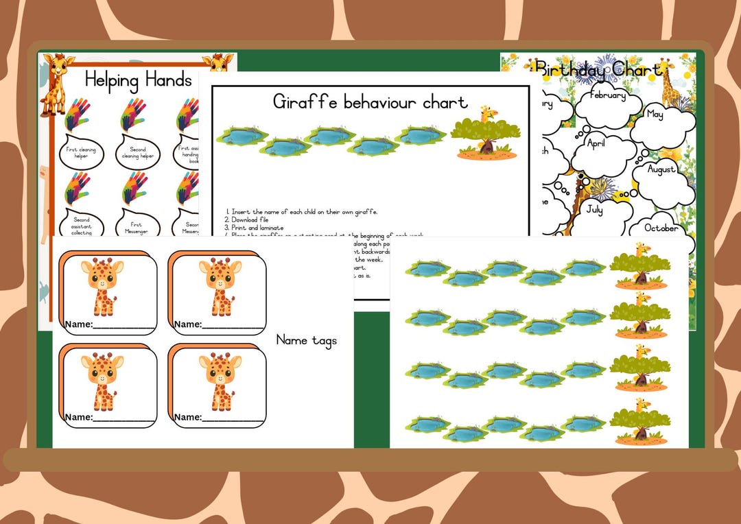 Giraffe Theme Classroom Posters: Behaviour, Birthday, Duties, Rules ...