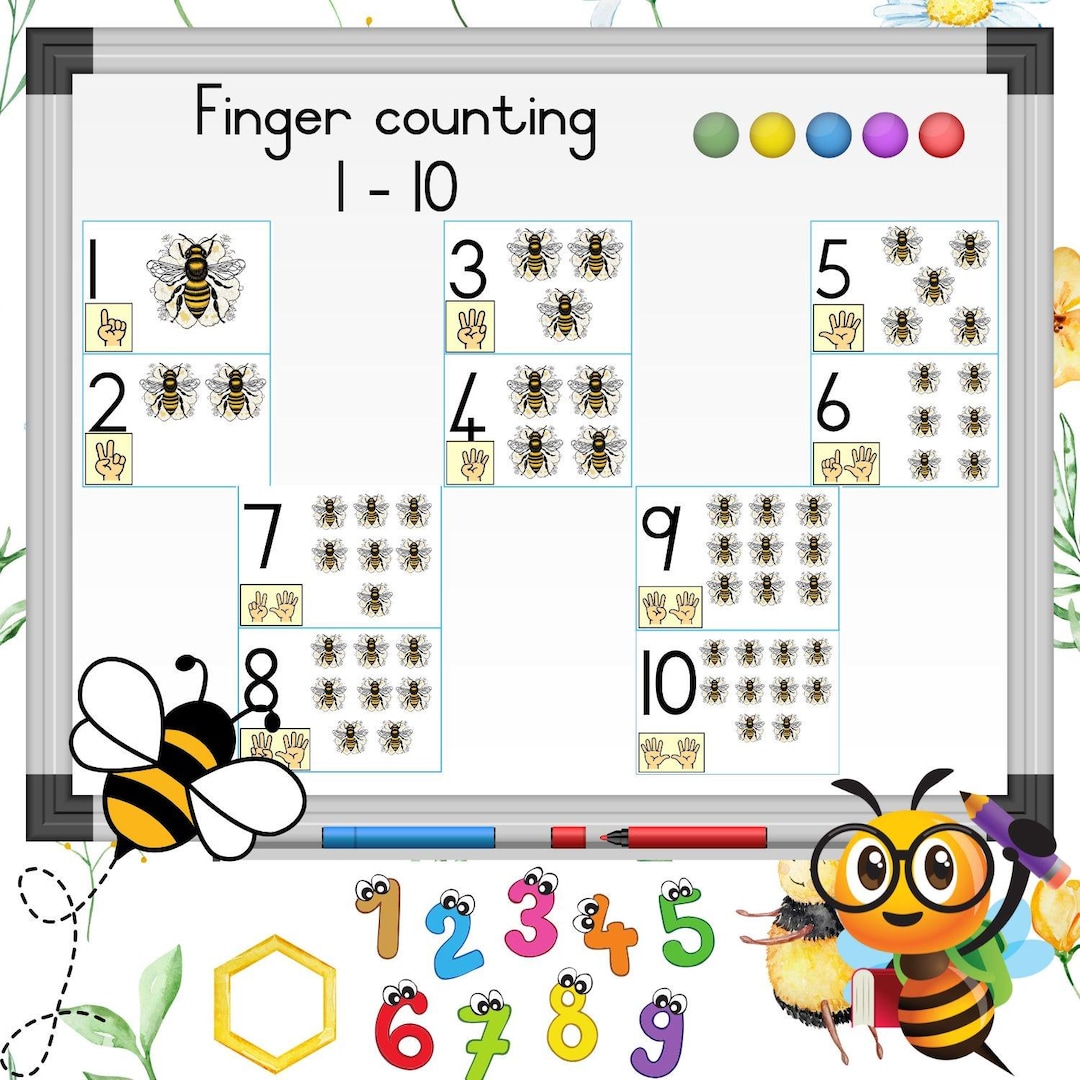 Bee Theme Numbers 1 - 10, Tracing, Counting, Colouring. - Etsy