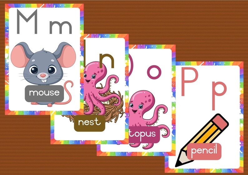 Alphabet Posters: 3 Formats for Download A2, A4 and A5 Flash Cards. a ...