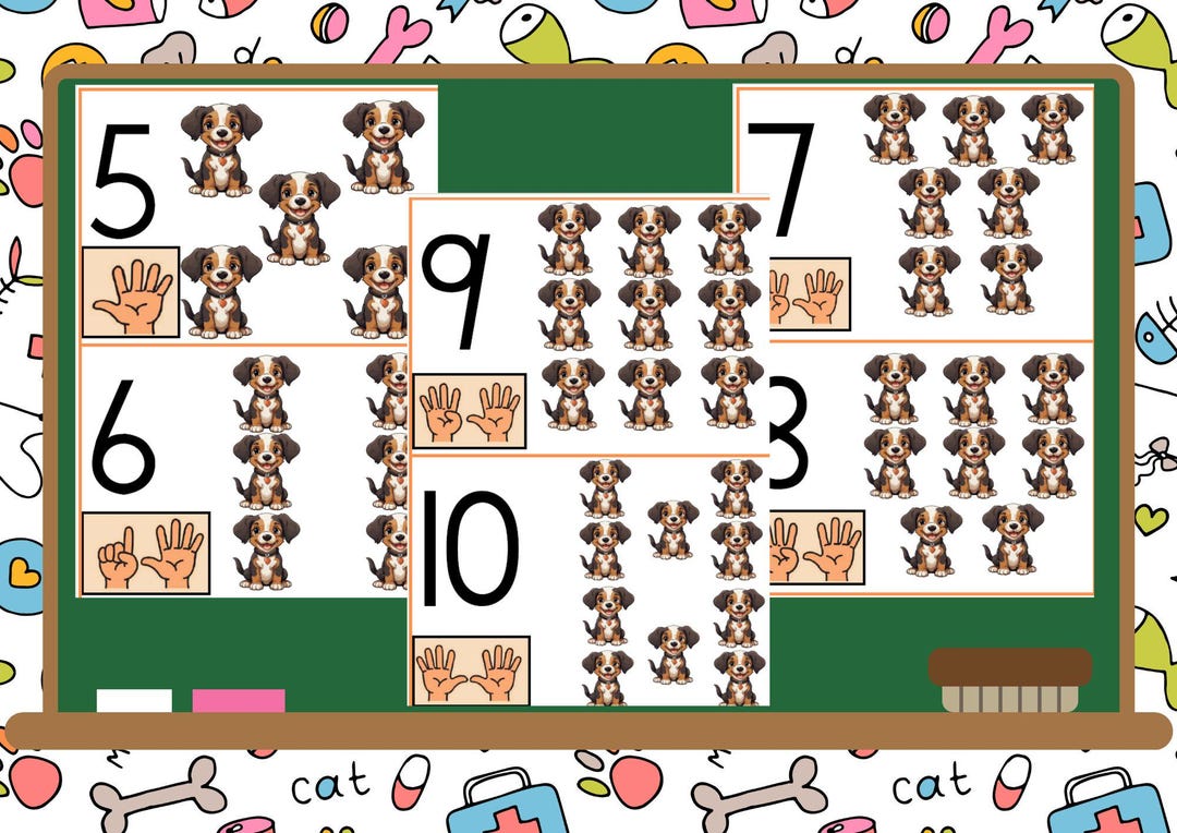 Pet Theme Mathematics Posters: Finger Counting 1 – 20, Number Tracing ...
