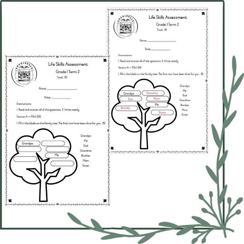 Grade 1 Term 2 Life Skills Assessment With Memo - Etsy