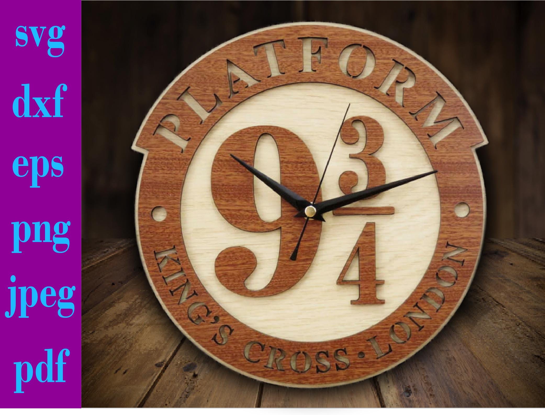 Platform 9 3/4 Clock: Laser Cut File (DXF, SVG, CDR) - Etsy