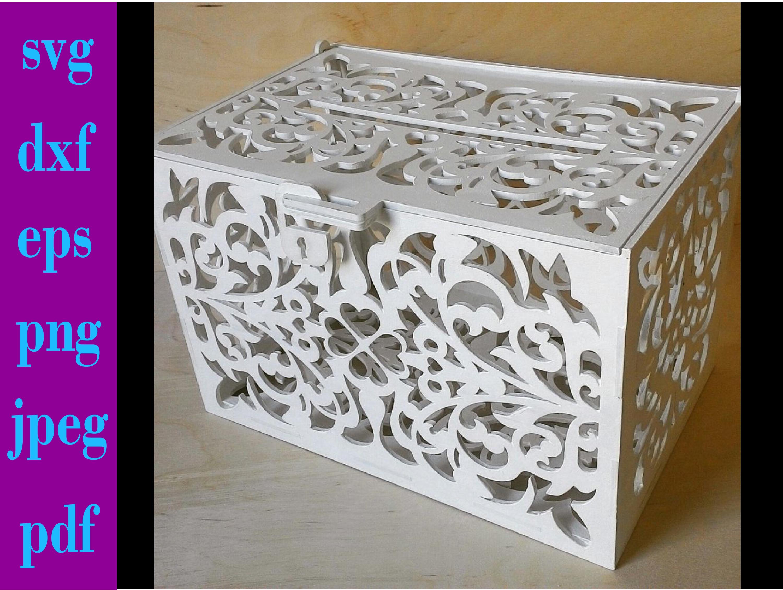 Rustic Wedding Card Box 3D Model: Laser Cut File 4 Mm (SVG, DXF, PDF ...