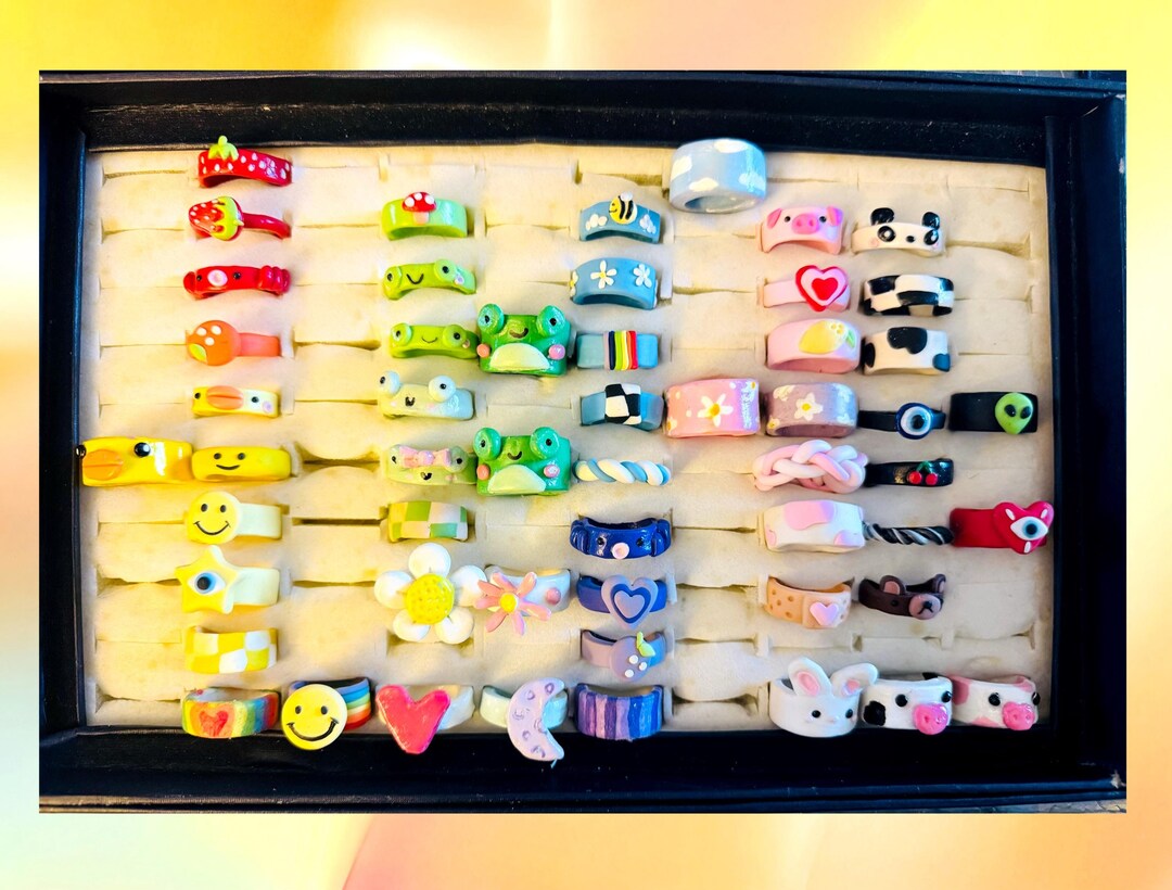 Handmade Chunky Clay Rings - Etsy