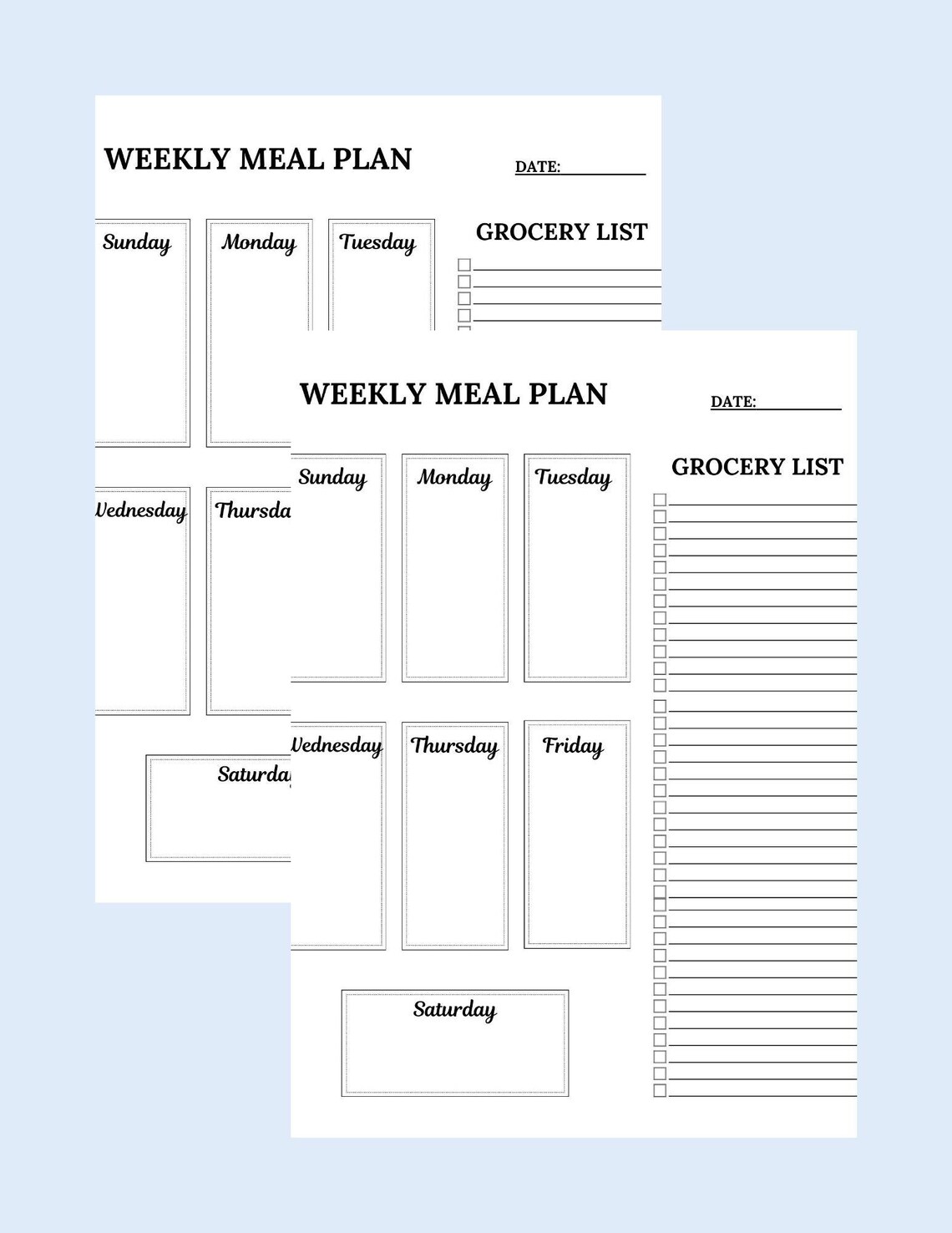 Simple Weekly Meal Plan - Etsy