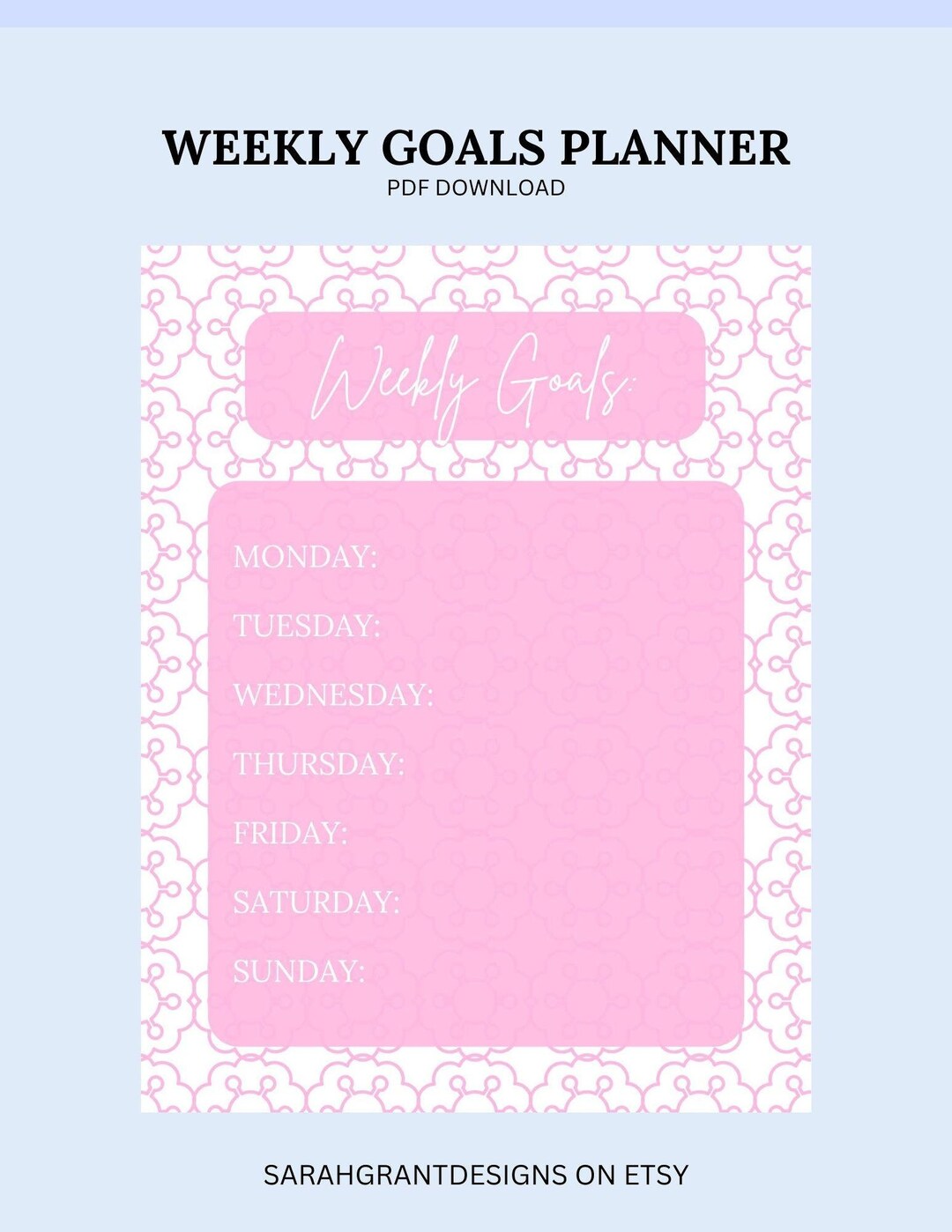 Weekly Goals Outline/planner - Etsy