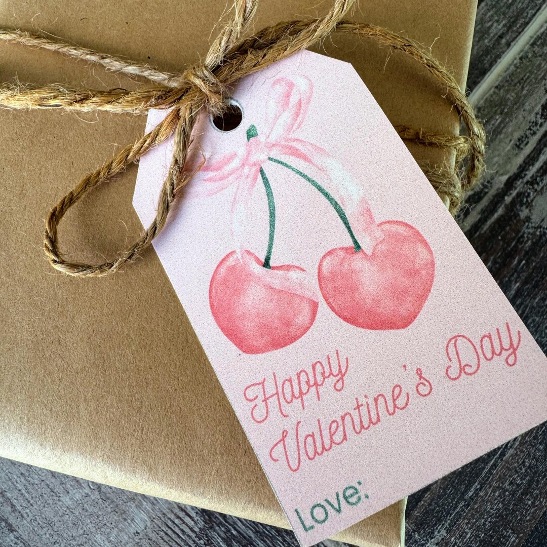 Printable Cherries Valentine's Day Gift Tag, Valentine's Day Tag ...