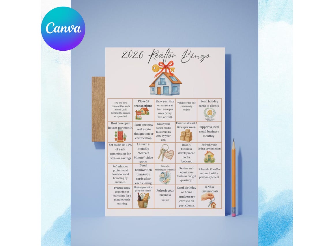 Realtor Bingo Goal Card A Fun, Customizable Tracker to Stay Motivated ...