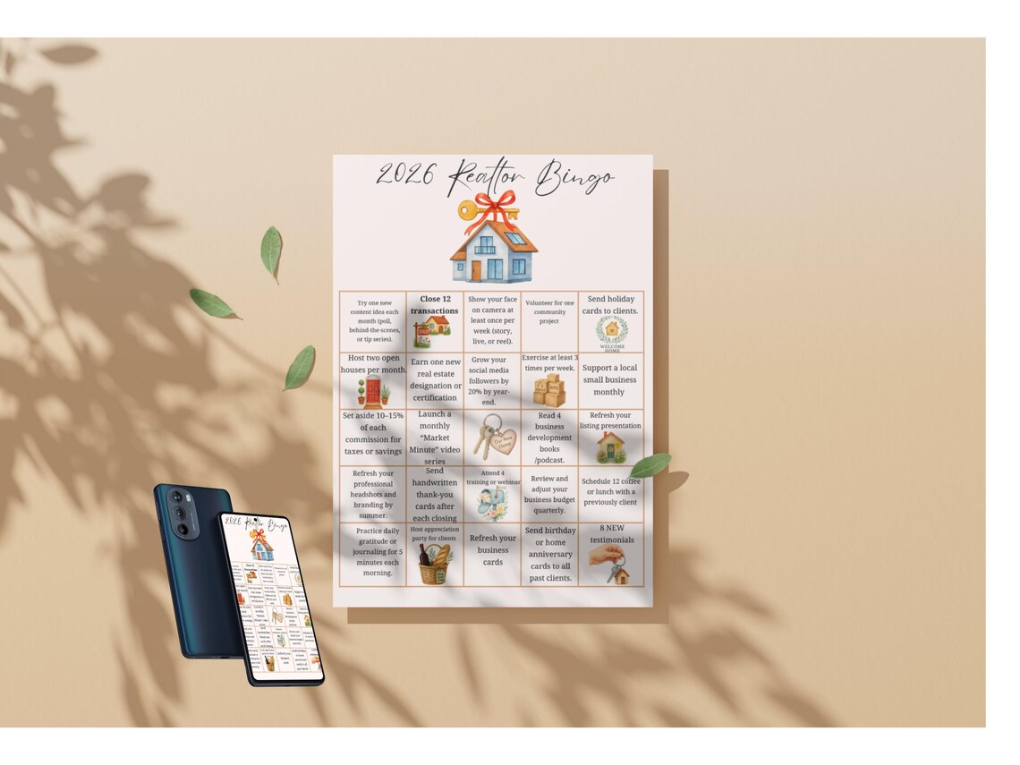 Realtor Bingo Goal Card A Fun, Customizable Tracker to Stay Motivated ...