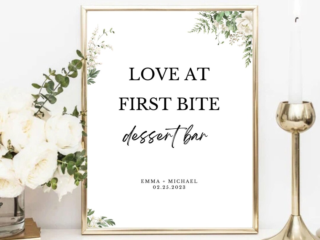 Wedding Dessert Bar Signage | Wedding Love at First Bite Dessert Bar ...
