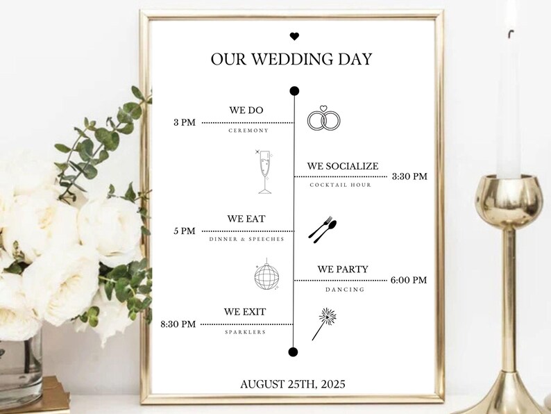 Wedding Day Program Template | Wedding Day Itinerary | Wedding Day ...