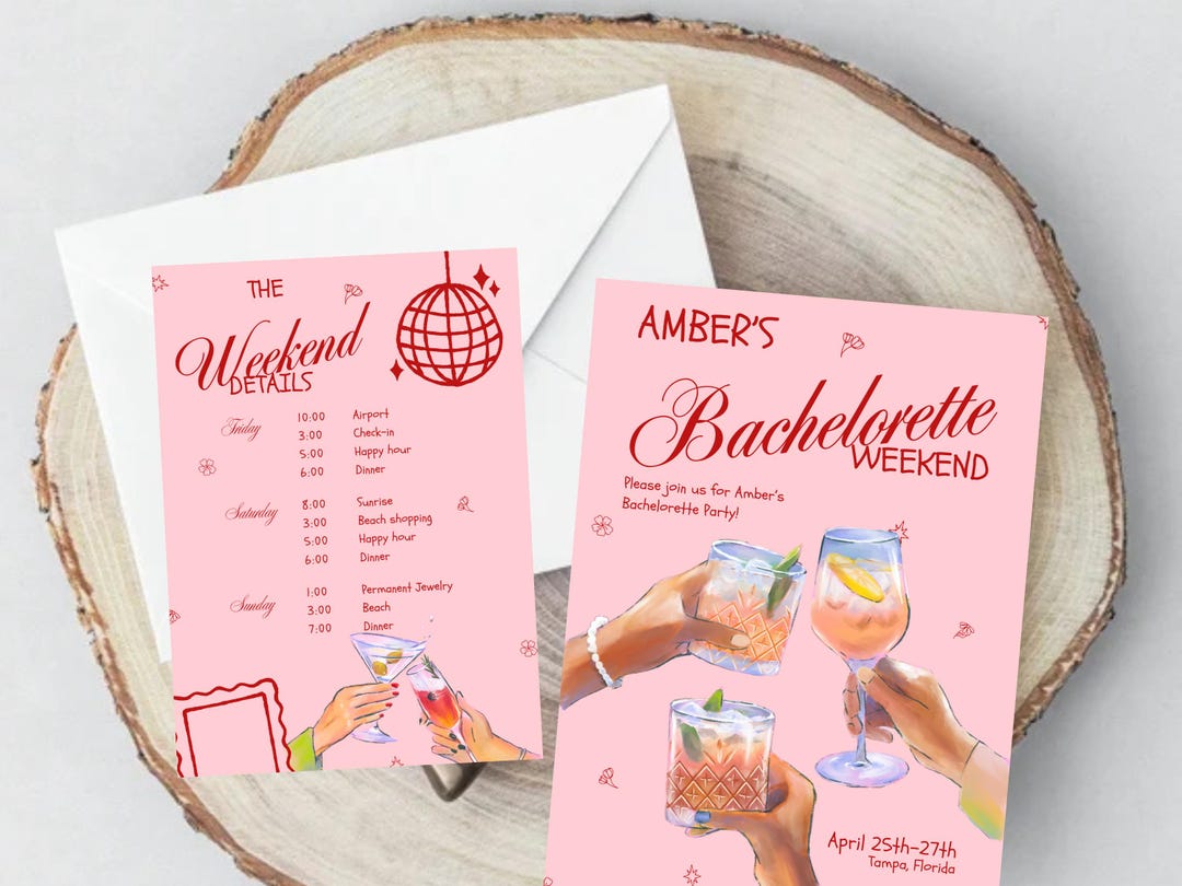 Bachelorette Party Invite Template | Bachelorette Party Itinerary ...
