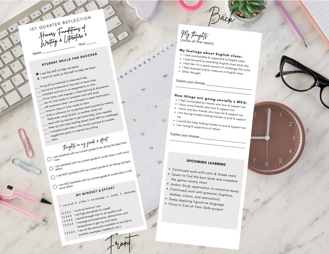 Parent-teacher Conference -- Student Reflection Template (editable) - Etsy