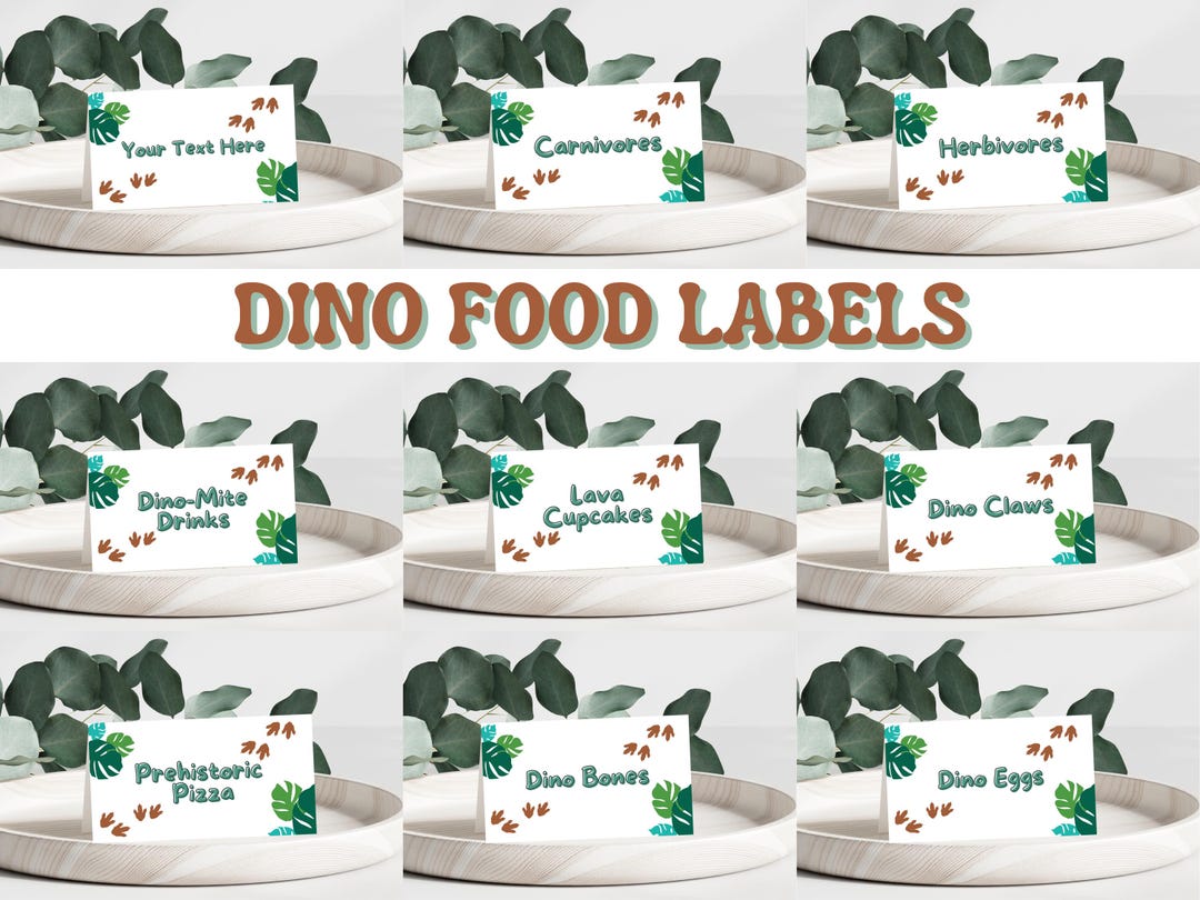 Dinosaur Food Labels,kids Birthday Party Decor,dinosaur Birthday Decor ...