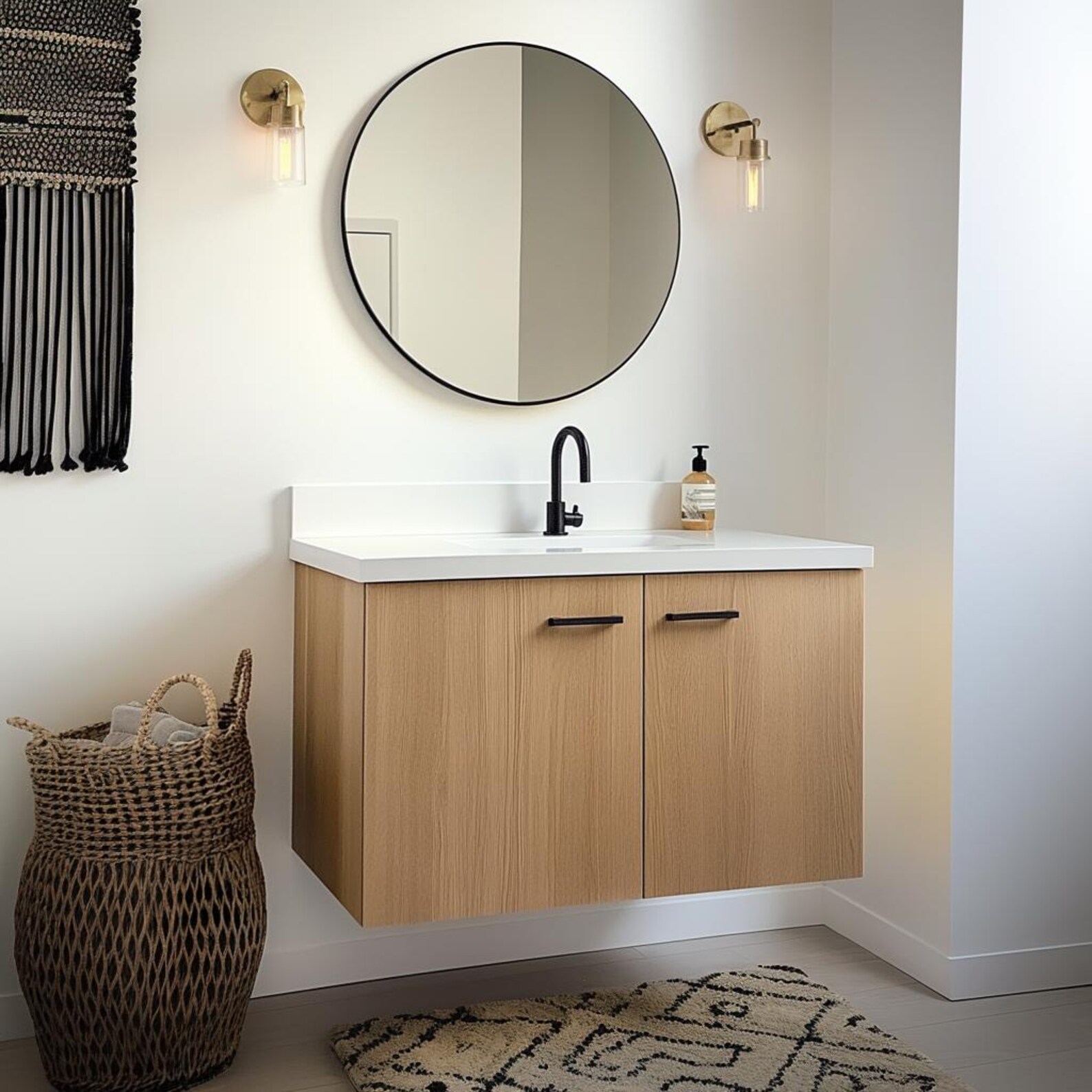 White Oak Floating Vanity