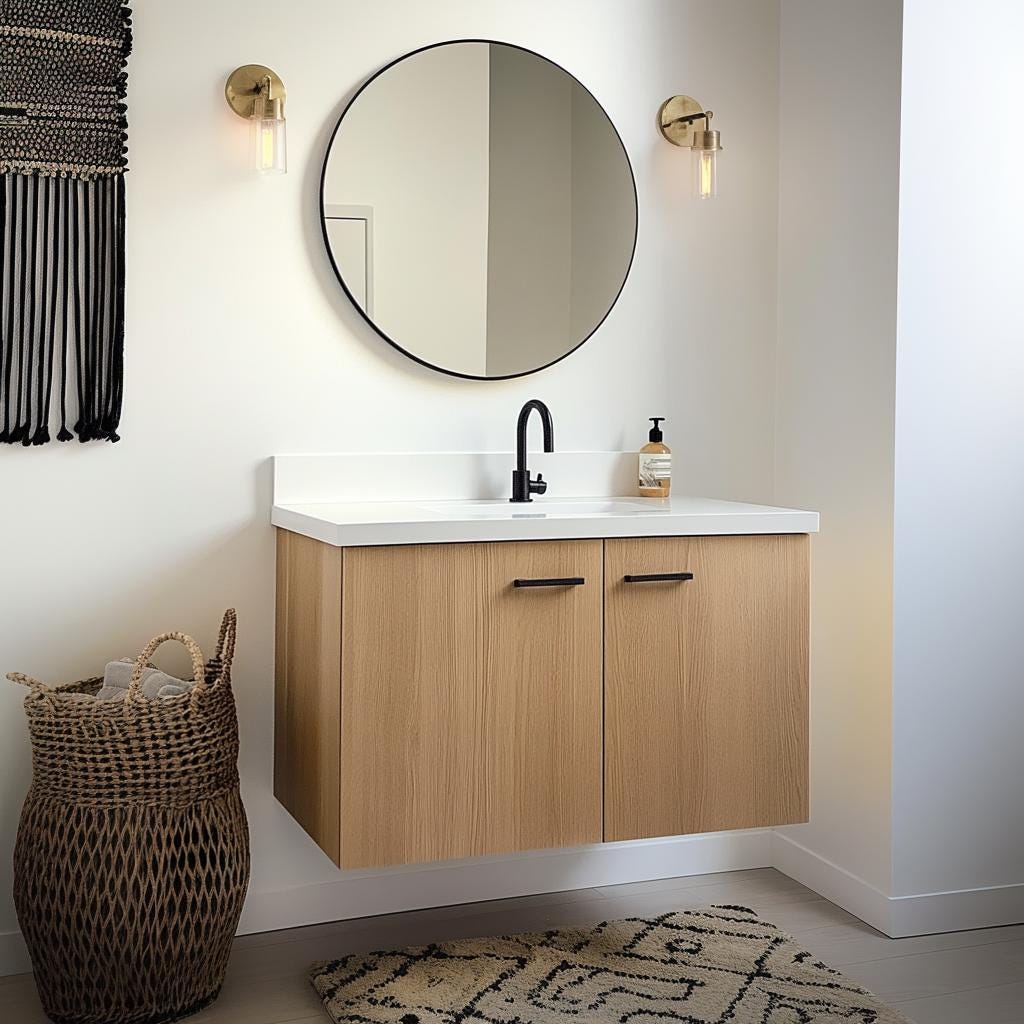Handmade 36" White Oak Floating Vanity, Modern Euro Slab Design - Etsy